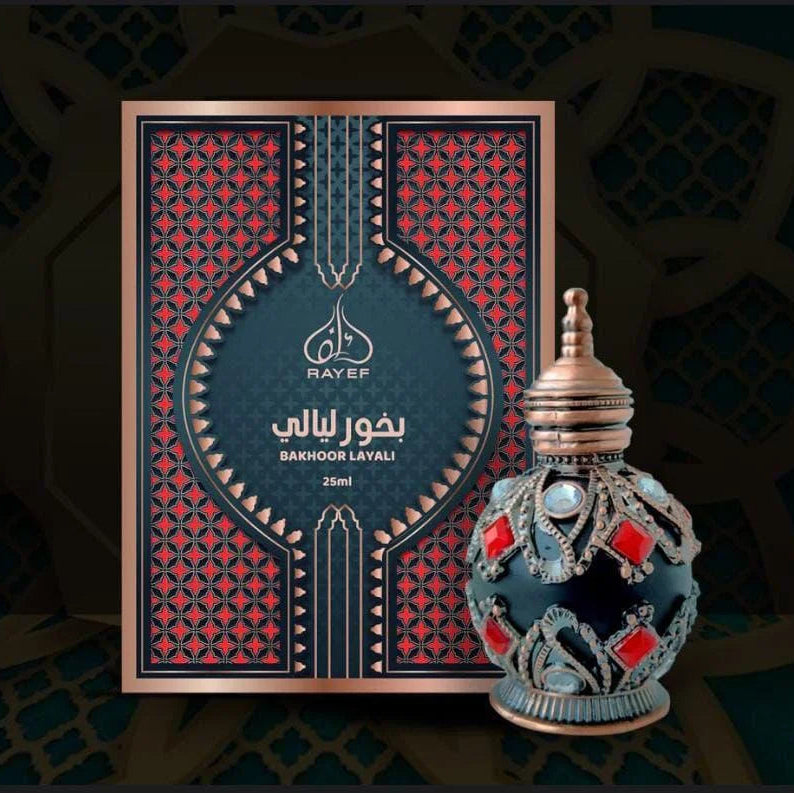 Rayef Bakhoor Layali Concentrated Perfume Oil – 25 ml – Ameena.pk